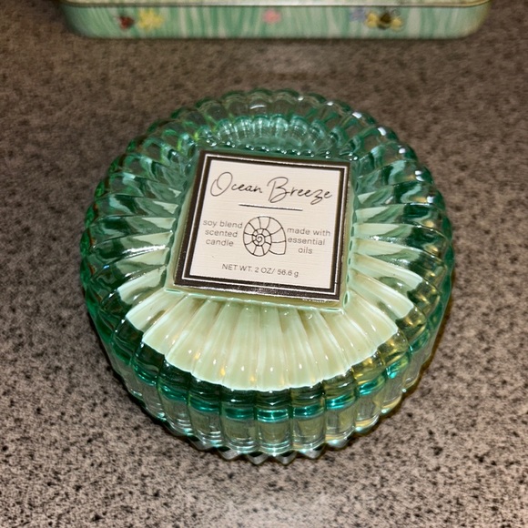 Enchante | Accents | Nwt Candle In Green Textured Glass Vessel Ocean ...